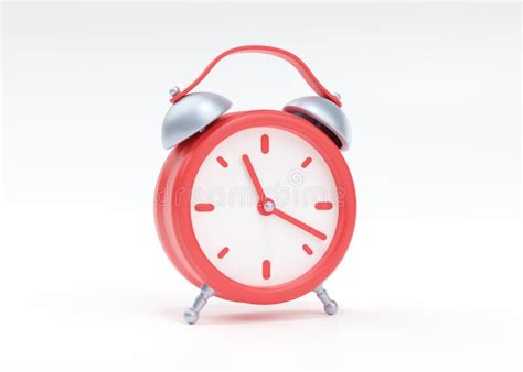 Clock 3d Render Icon Simple Alarm Timer Concept Red Retro Style