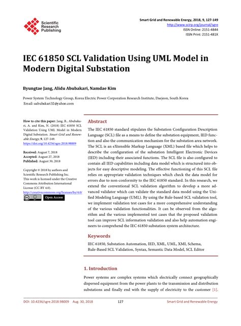 PDF IEC 61850 SCL Validation Using UML Model In Modern Digital Substation