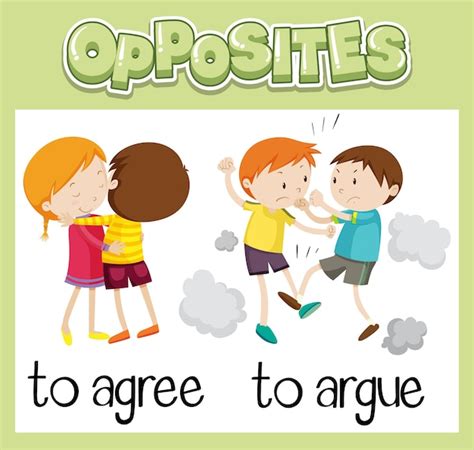 Palabras opuestas en inglés para niños Vector Gratis