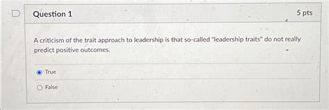 Solved Question 15 ﻿ptsa Criticism Of The Trait Approach To