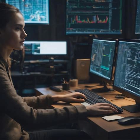Premium Ai Image Programming Background With Person Working With