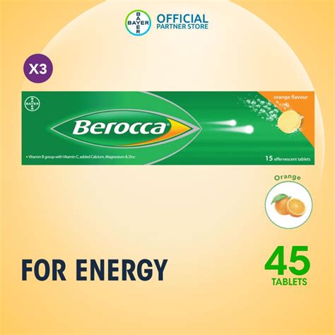 Berocca Effervescent Tablets Orange 3 Packs X 15 Tablets Shopee