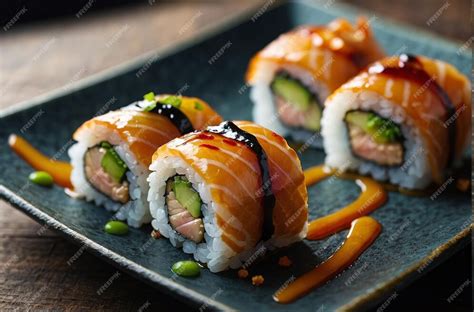 Premium Photo Sushi Rolls With Miso Marinated Black Cod