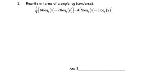 Solved Rewrite In Terms Of A Single Log Condense Chegg Com
