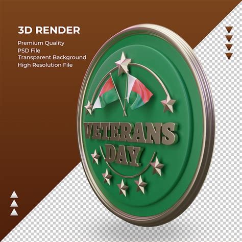 Premium Psd 3d Veterans Day Madagascar Rendering Right View