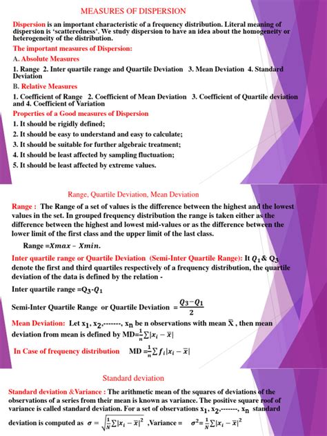 Measures Of Dispersion Pdf Quartile Variance