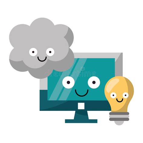 Computer And Light Bulb With Cloud Computing Stock Vector Illustration Of Light Information