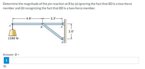 Solved Determine The Magnitude Of The Pin Reaction At B By Chegg