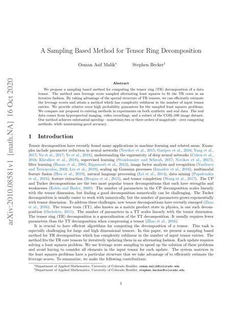 Pdf A Sampling Based Method For Tensor Ring Decomposition