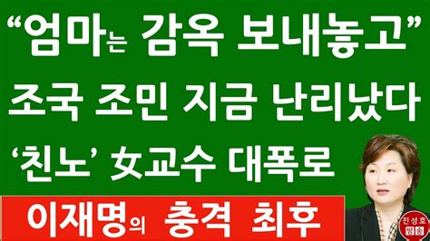 친노 조기숙 이재명에 충격 발언 조국 조민 때문에 민주 총선 참패 진성호의 융단폭격 Youtube