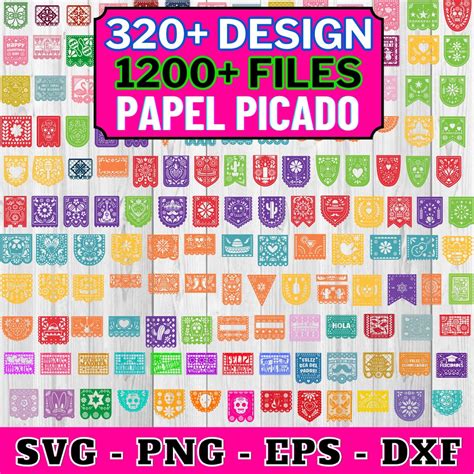 Paquete Svg De Papel Picado Paquete Png De Papel Picado Clipart De