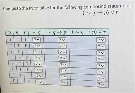 Solved Complete The Truth Table For The Following Compound Statement