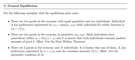 Solved General EquilibriumFor The Following Examples Find Chegg