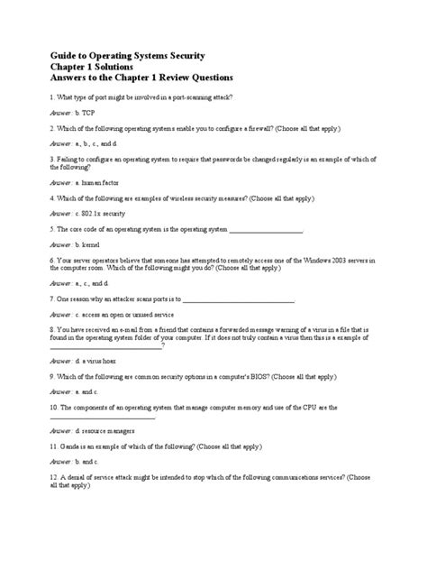 Guide To Operating Systems Security Pdf Operating System Computer