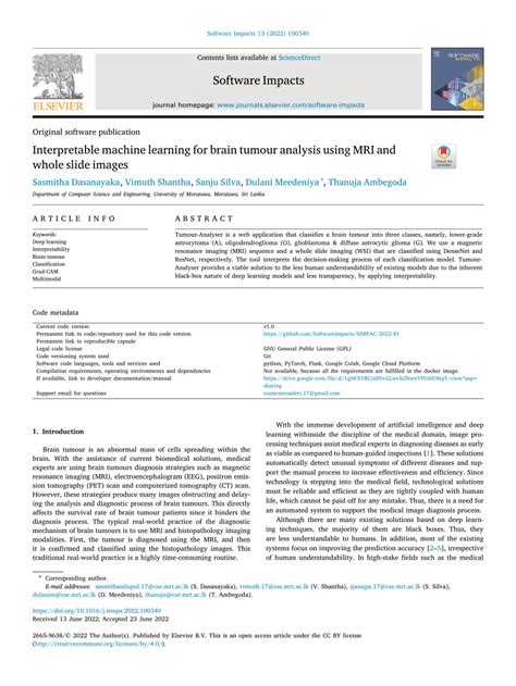 PDF Interpretable Machine Learning For Brain Tumour Analysis Using MRI And Whole Slide Images