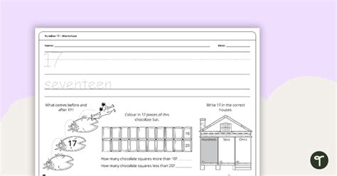 Number Worksheet Teach Starter