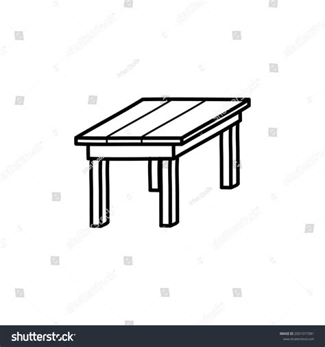 Black Vector Outline Illustration Wooden Table Stock Vector Royalty
