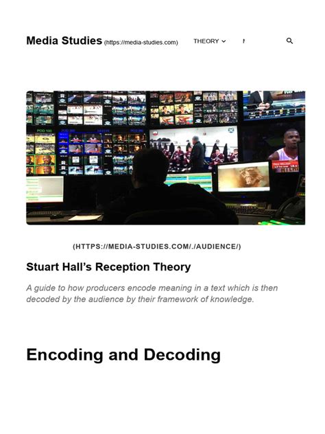 Stuart Halls Reception Theory Encoding And Decoding The Media Pdf Communication