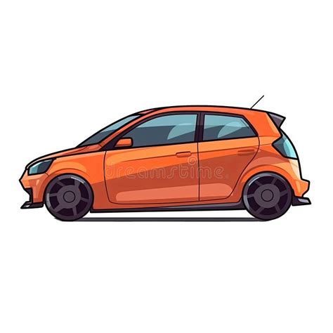 Hatchback In Cartoon Style Stiker On White Background On Isolated