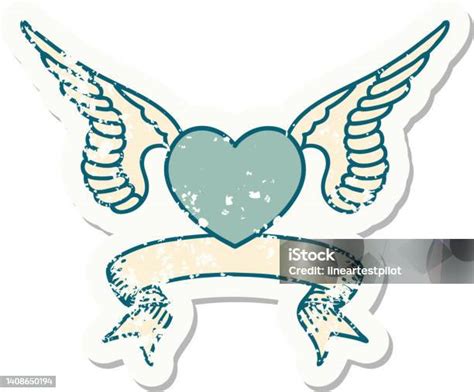 날개가있는 심장의 배너가있는 그런 지 스티커 Galentines Day에 대한 스톡 벡터 아트 및 기타 이미지