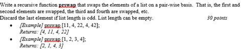 Write A Recursive Function Prswap That Swaps The