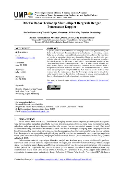 Pdf Deteksi Radar Terhadap Multi Object Bergerak Dengan Pemrosesan Doppler Pdf Deteksi Radar Terhadap Multi Object Bergerak Dengan Pemrosesan Doppler