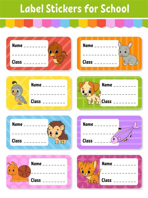 Bright Stickers Name And Class Back To School Labels Set Stickers