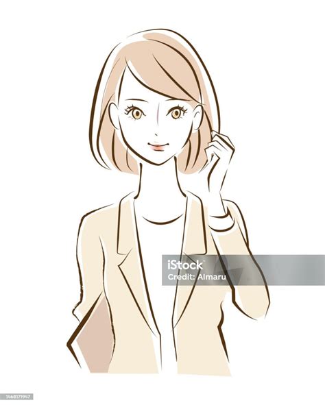 우아한 일하는 여성 세련 된 손으로 그린 벡터 일러스트 레이 션 개념에 대한 스톡 벡터 아트 및 기타 이미지 개념 드로잉