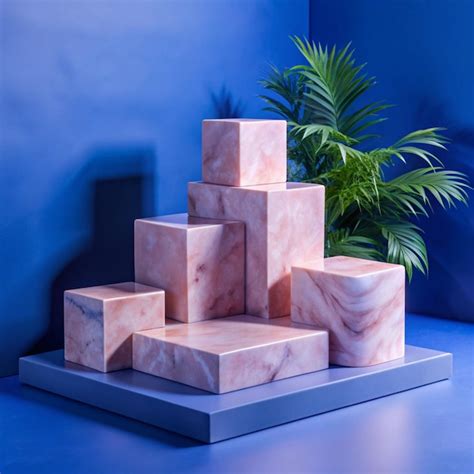 A Cube With A Green Plant In The Corner Premium Ai Generated Image