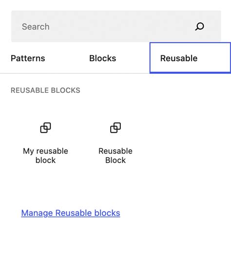 Make Manage Reusable Blocks Link Match Explore All Patterns · Issue