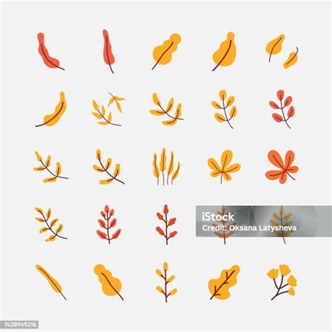 Yellow Leaf Illustration Vector Set向量圖形及更多九月圖片 九月 十月 大自然 Istock