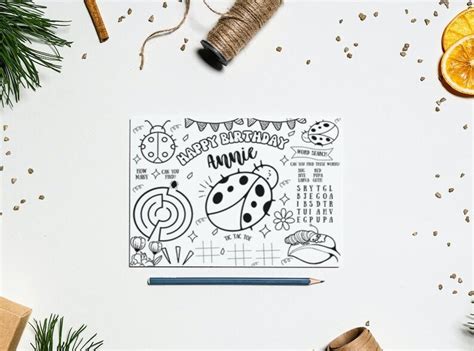 Ladybug Birthday Party Activity Sheet Lady Bug Party Favor Bug Theme