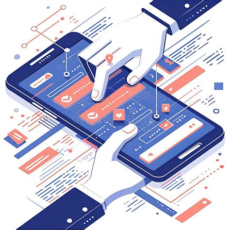 modern mobile app design with hands interacting on interface elements