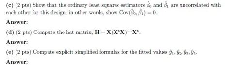 Solved Problem 2 10 Pts Matrix Results For Multiple Linear Chegg Com
