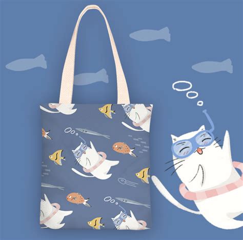 Swimming Cat Canvas Bag Pre Order The Daily Lab