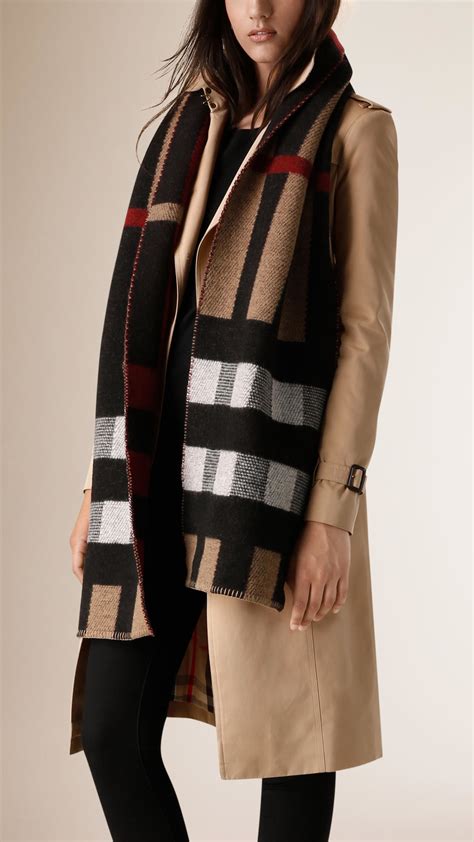Lyst Burberry Check Wool Cashmere Blanket Scarf