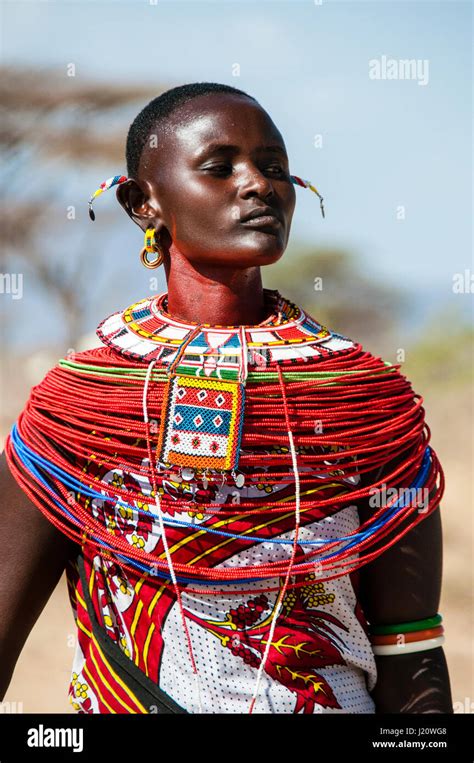 Close Up Portrait Einer Samburu Massai Frau Tragen Traditionellen