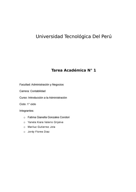 Universidad Tecnológica Del Perú Universidad Tecnológica Del Perú Tarea Académica N 1