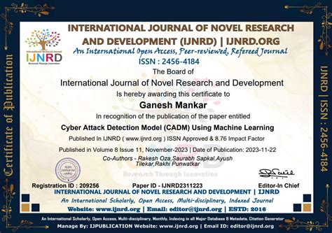 ganesh mankar on linkedin machinelearning cybersecurity research ijnrd