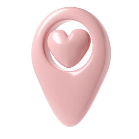 Premium Psd Map Pointer 3d Pin Icon Valentine Pink Geotag Location Point With Heart Favorites