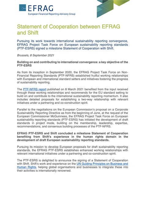 Overarching Comments By Shift On The Draft European Sustainability
