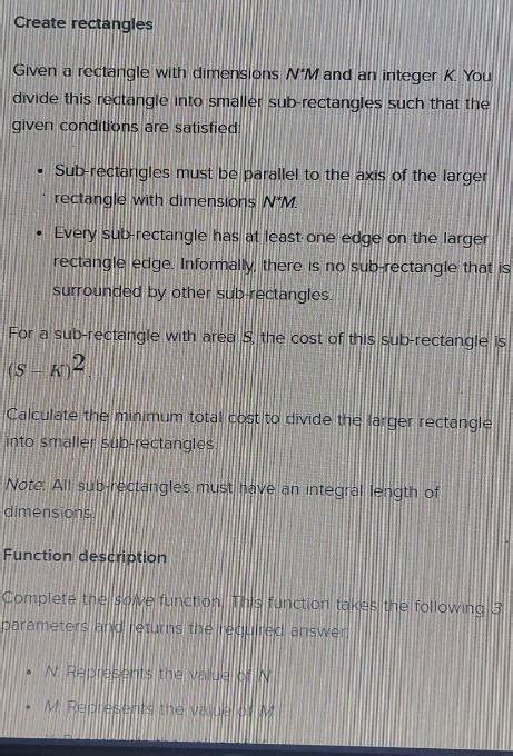 Solved Create Rectangles Given A Rectangle With Dimensions Chegg Com