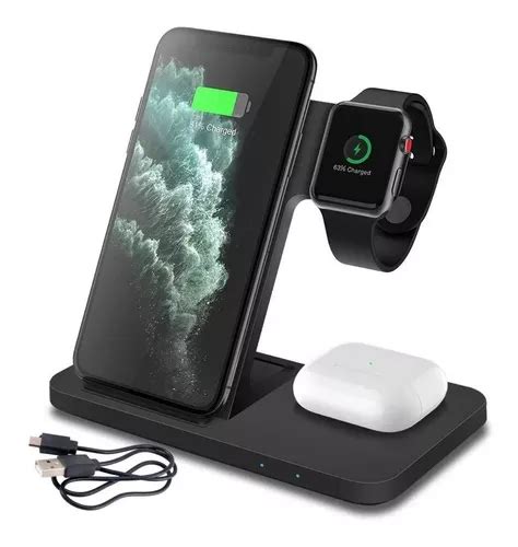 Base De Carregamento Indução 3 Em 1 Para iPhone Watch Airpod
