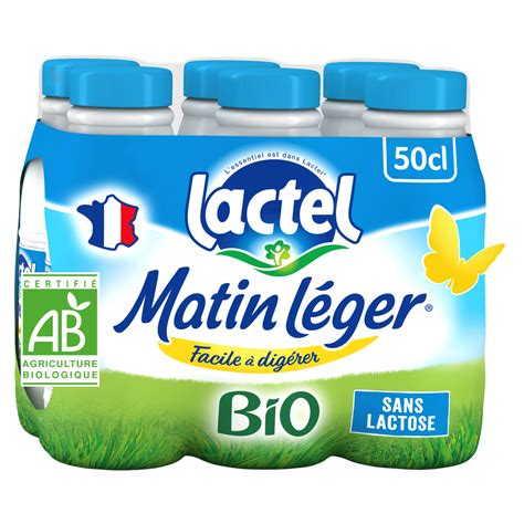 ⇒ Lactel Uht Matin Leger Semi Skimmed Milk Organic 6x50cl