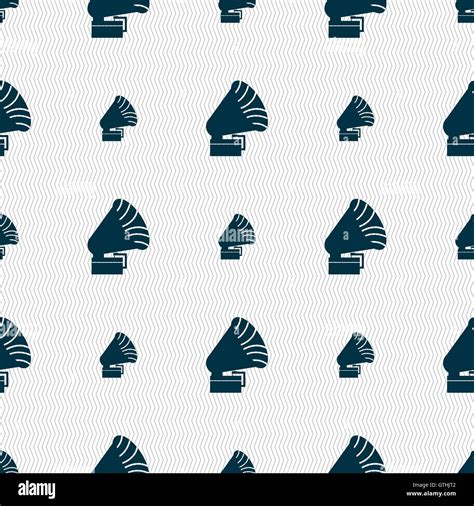 Gramophone Icon Sign Seamless Pattern With Geometric Texture Vector