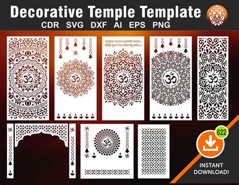 6 Temple Template Wall Hanging Partitions Screen Stencil Laser