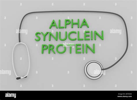 3d Illustration Of Alpha Synuclein Protein Script With Stethoscope Isolated Over Gray