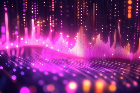 Abstract Sound Wave Visualization With Vibrant Lights Stock