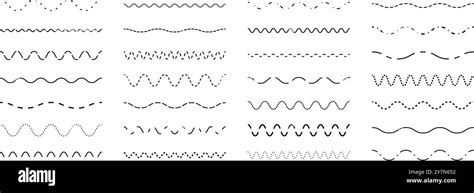 Dashed Wave Line Set Dotted Dividers Or Separators Design Element