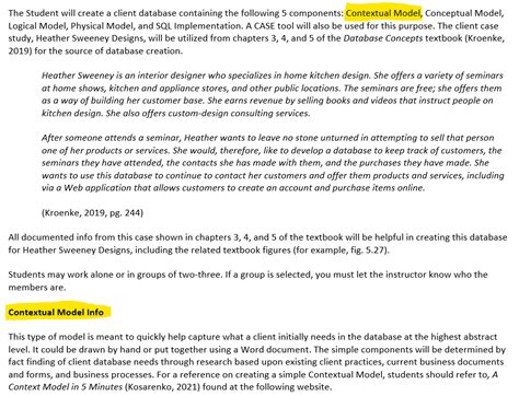 solved i need help creating the contextual model for this